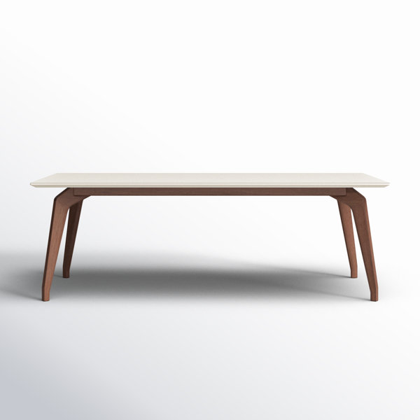 AllModern Ena Glass Top Solid Wood Base Dining Table | Wayfair